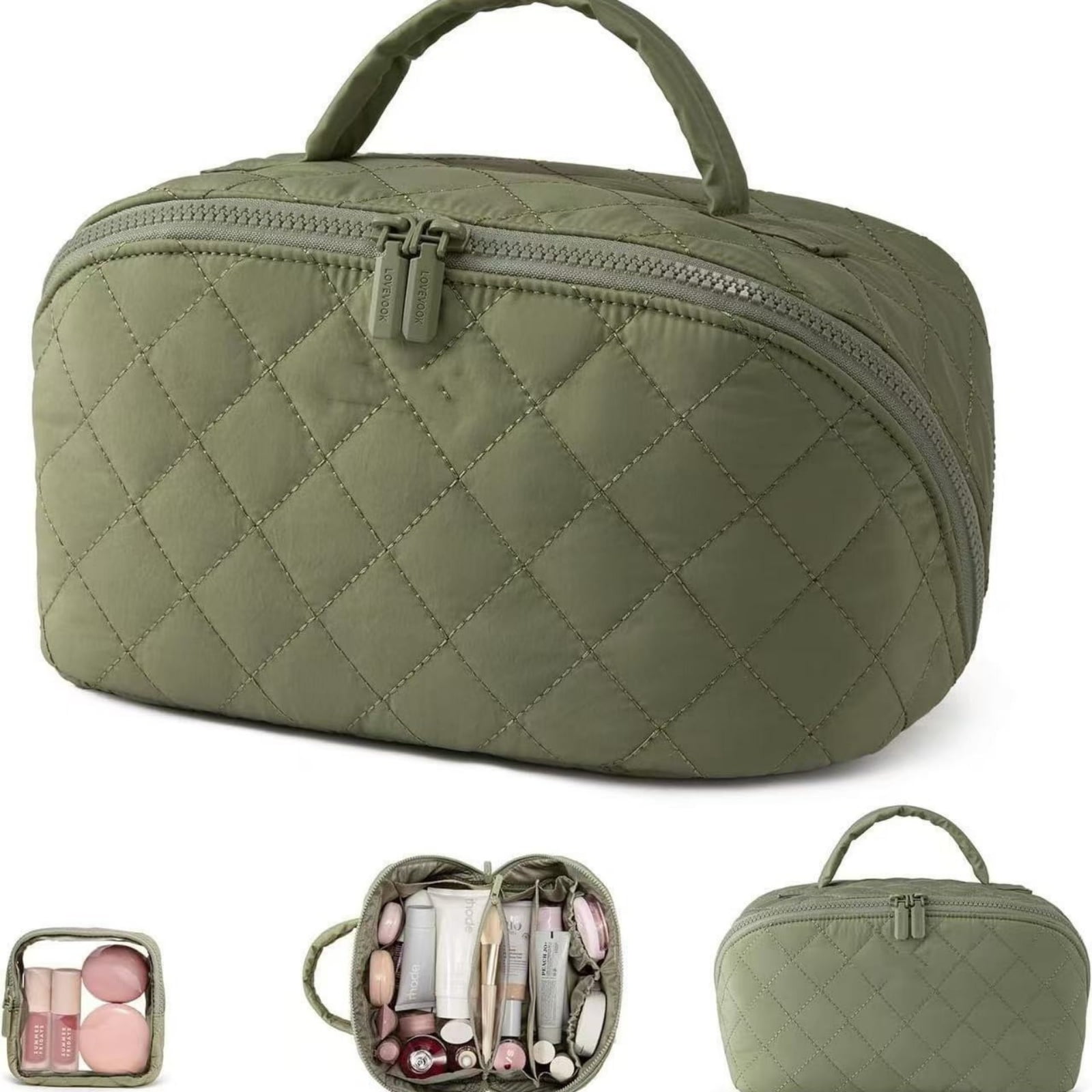 Travel Makeup Bag for Woman, Set Makeup Bags with Compartments Large ...