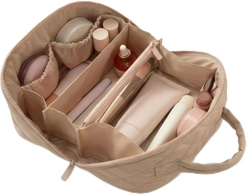 Travel Makeup Bag for Women Puffer Waterproof Puffer Makeup Pouch with ...