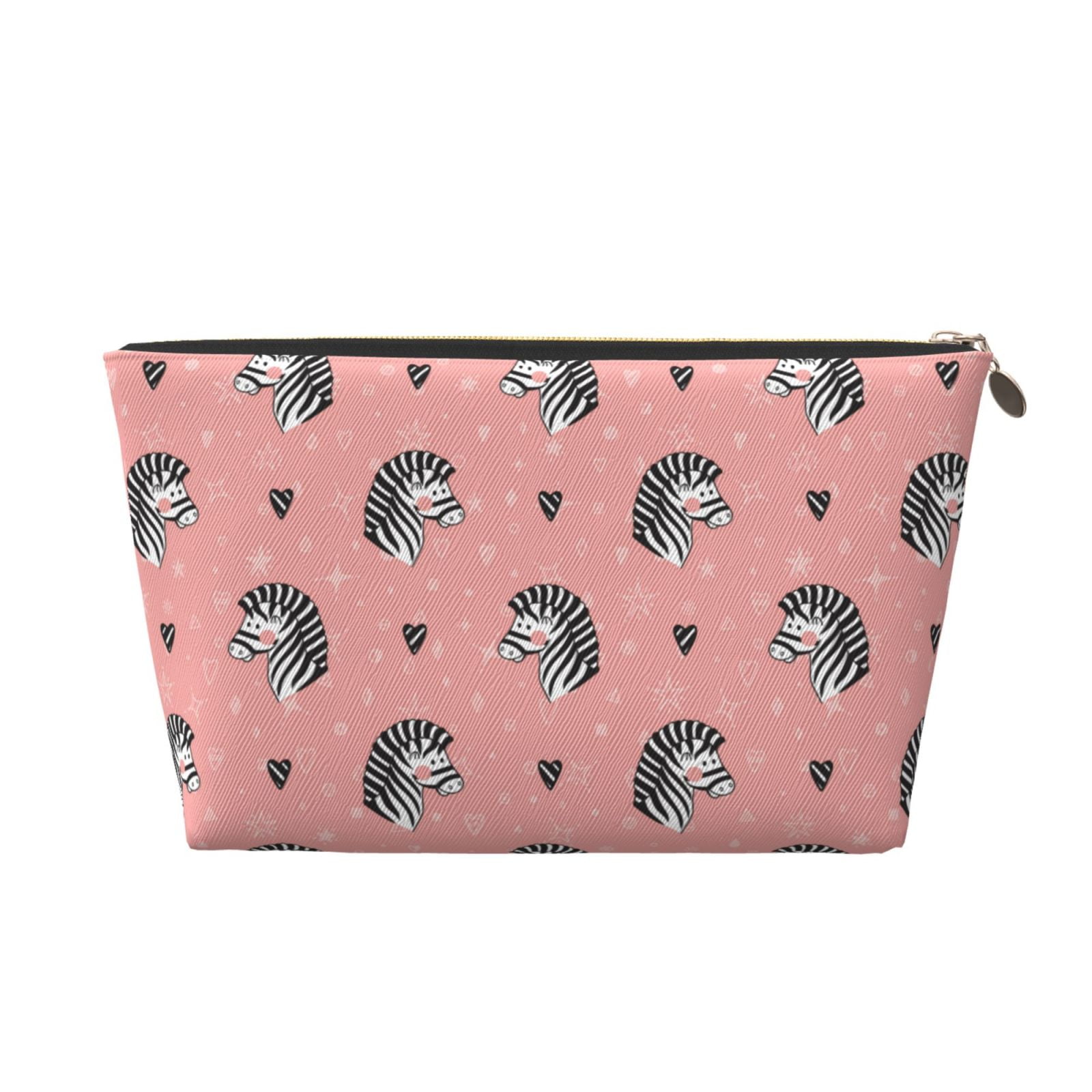 Travel Makeup Bag - doodle Cute Zebra Hearts pink Travel Toiletry Bag ...