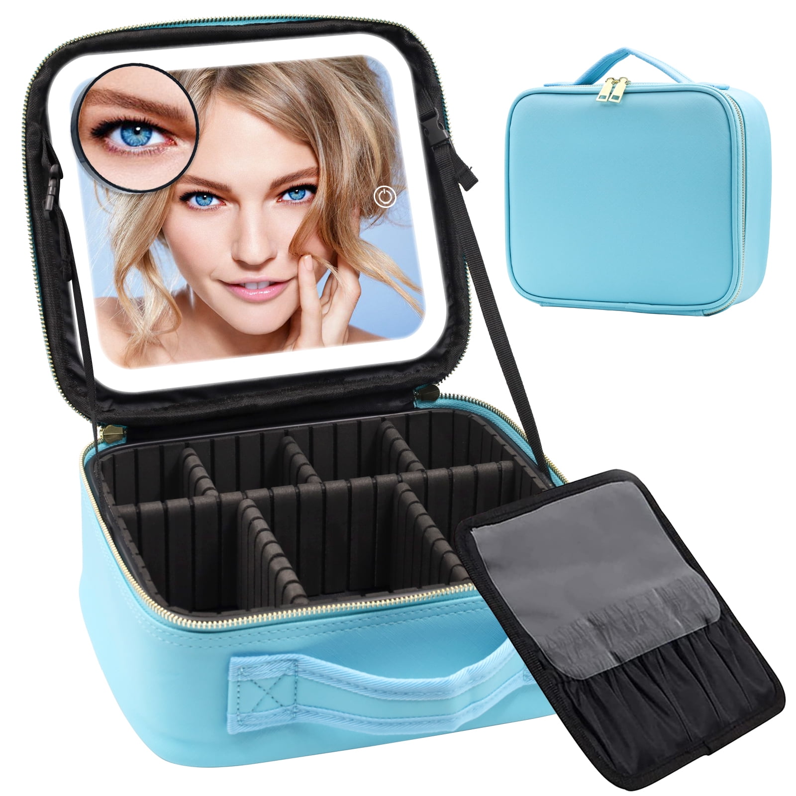 Travel Makeup Bag with Mirror of LED Lighted, Makeup Train Case with ...