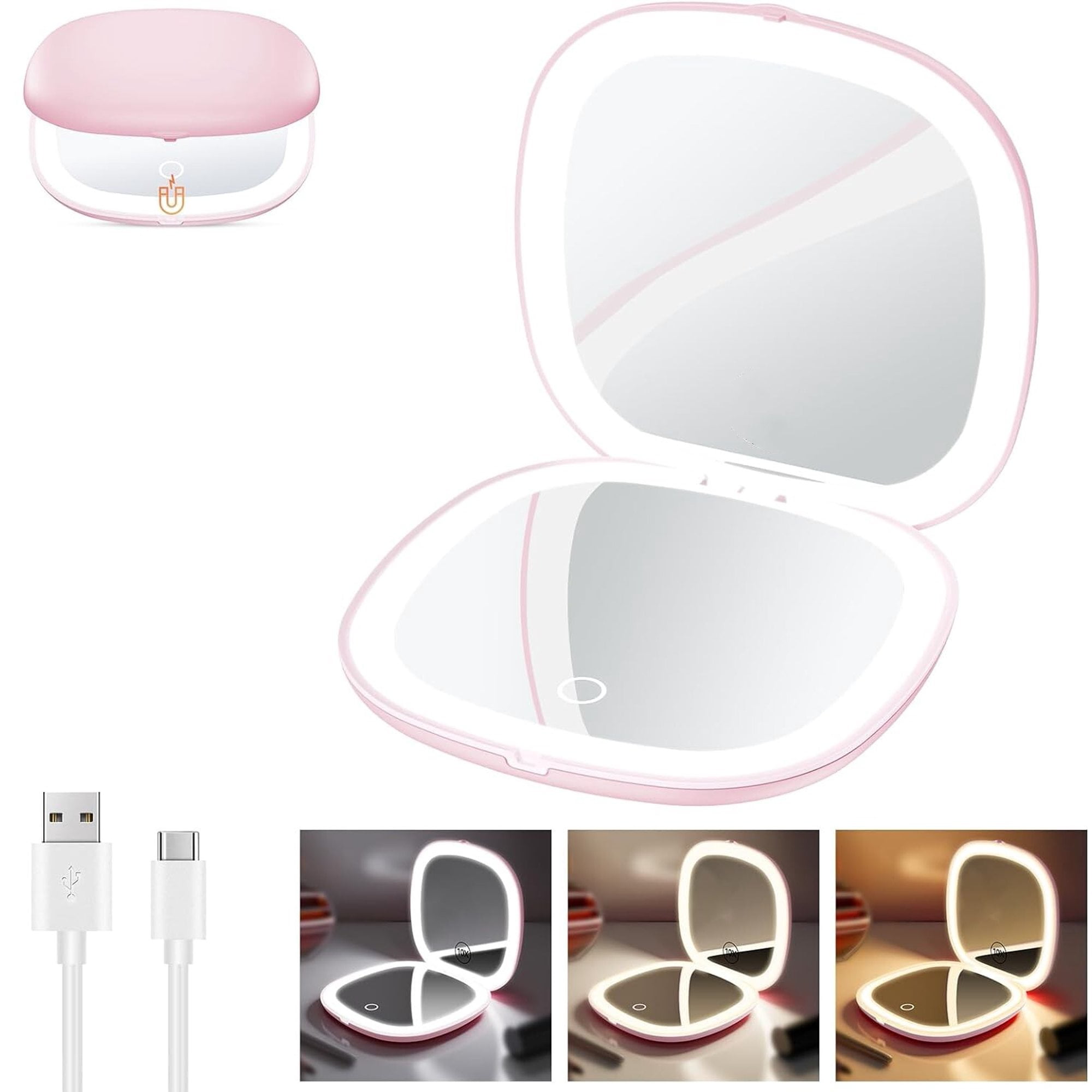Travel Makeup Mirror with Light, Small Portable Wallet Mirror,Double ...