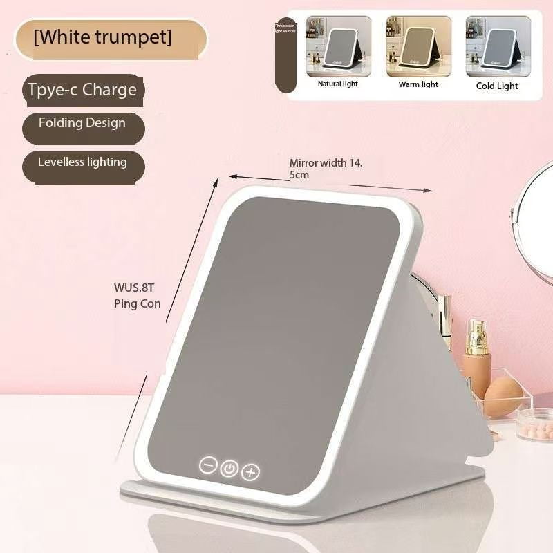Travel Makeup Mirror with Lights with 3-Colors Adjustable Brightness ...