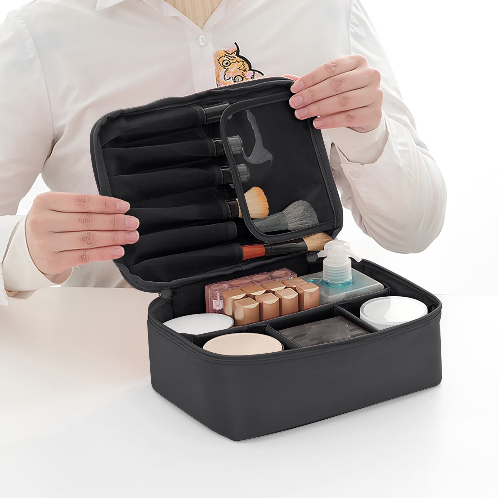 Travel Makeup Train Case, Makeup Cosmetic Case Organizer, Portable ...