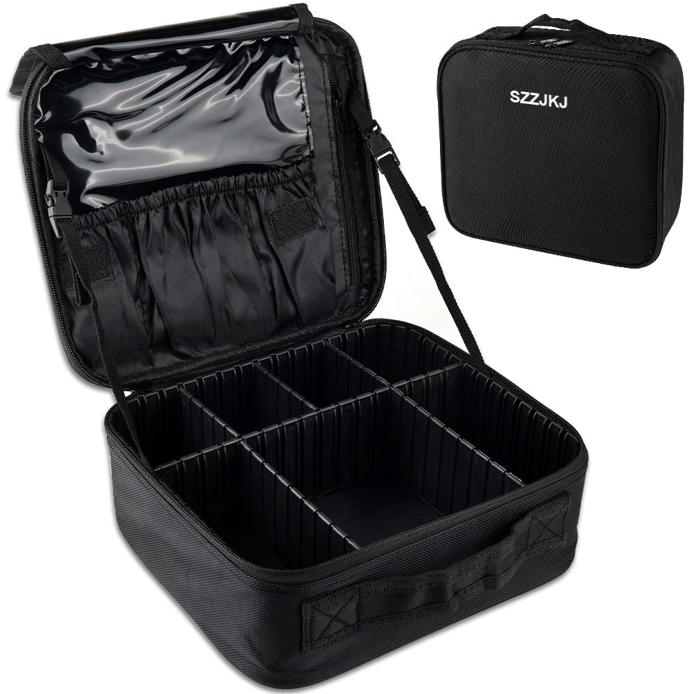 SZZJKJ Makeup Bag, Large Cosmetic Travel Bag, Waterproof Organizer, Black Makeup Pouch - Walmart.com