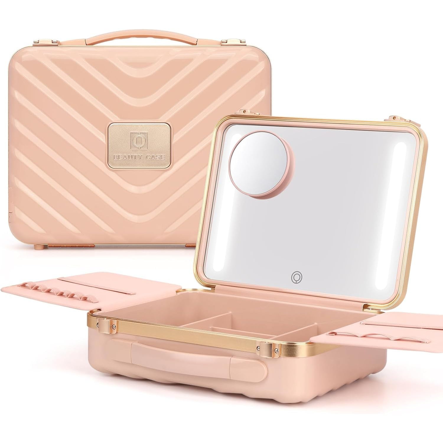 Travel Makeup Train Case with Mirror: 3 Colors LED Light with 10X ...