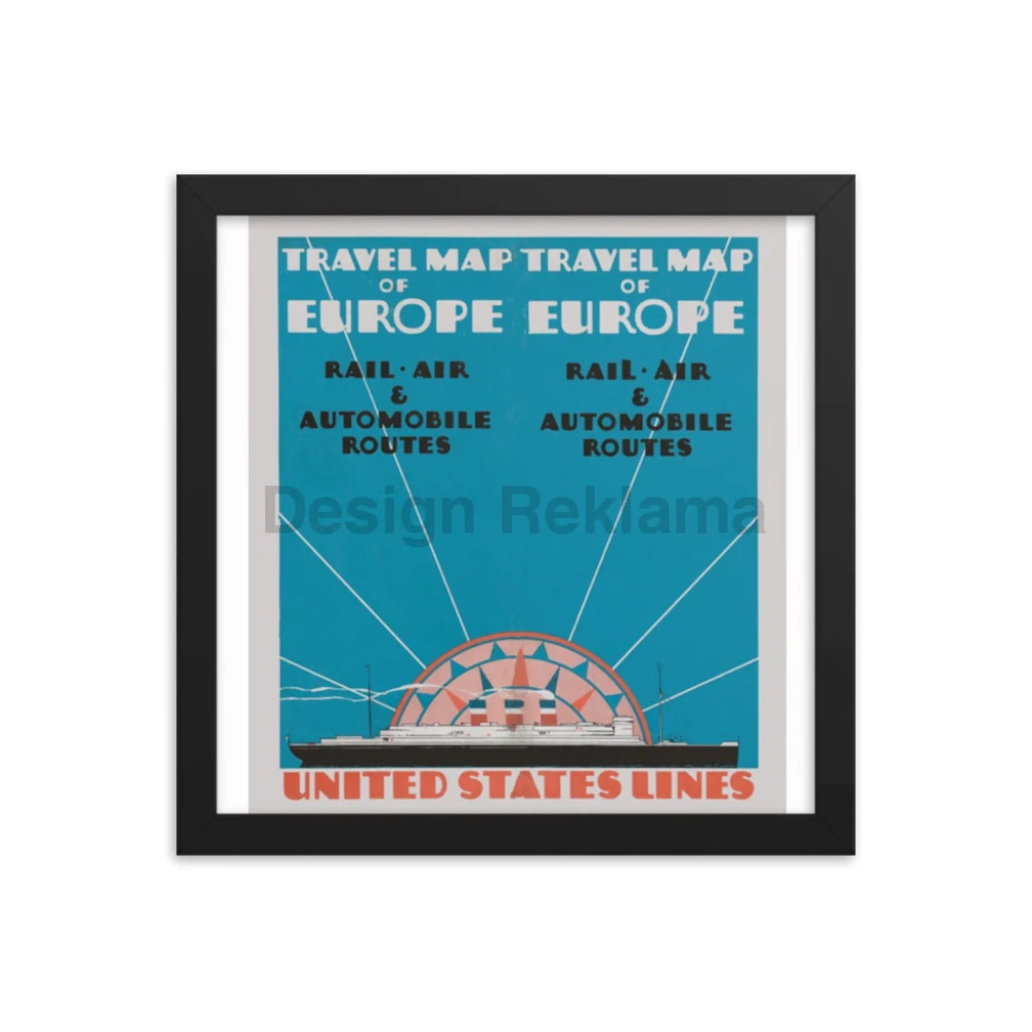 Travel Map Of Europe Rail, Air, Automobile Routes. United States Lines ...