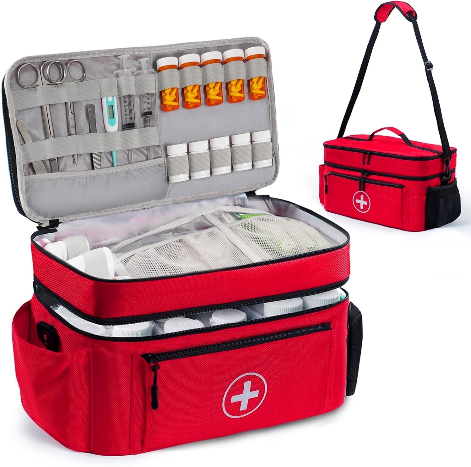 Enyeezion Travel Medicine Bag, Double-Layer Storage, Pill Organizer ...