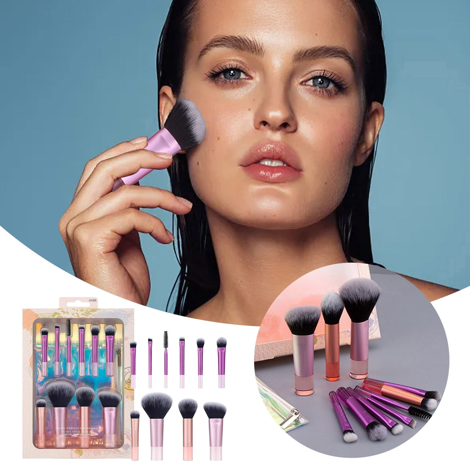 Travel Mini Brush Kit Makeup Brushes For Eyeshadow Highlight Powder & Concealer Mini Sized ...