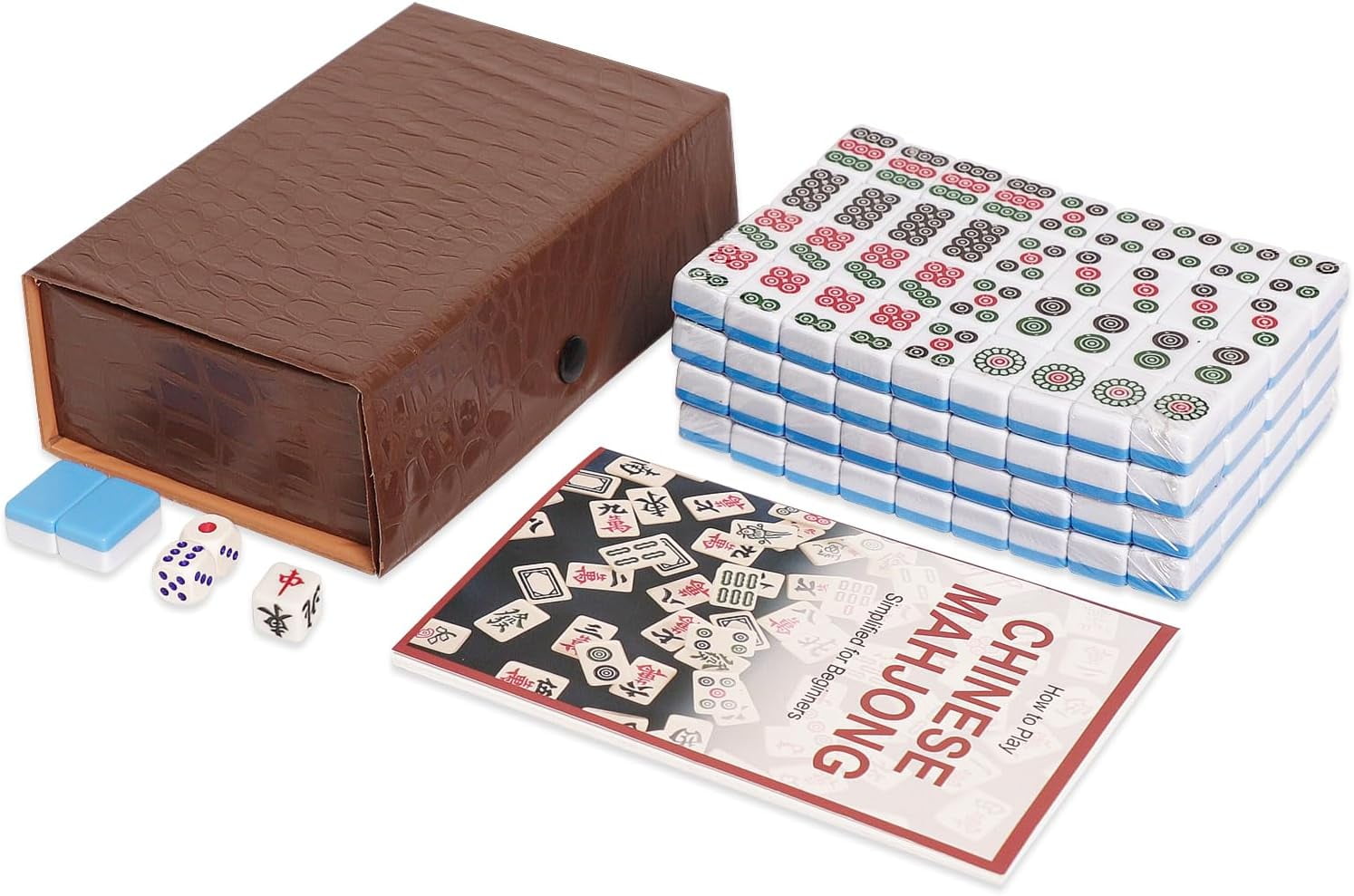 Travel Mini Mahjong, Chinese Mahjong Tiles Set with 146 Ivory Tiles (0. ...