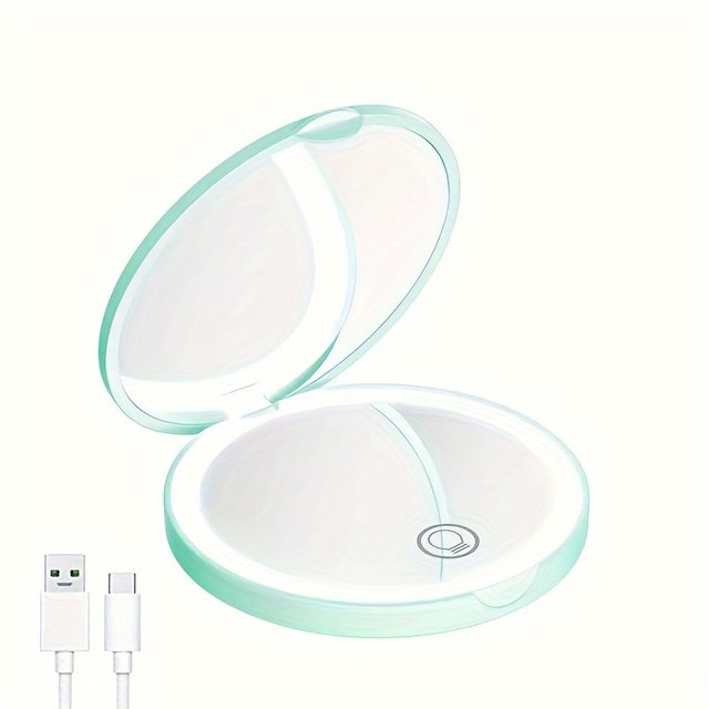Travel Mirror with Light, 10X Magnification LED Compact Mirror with ...