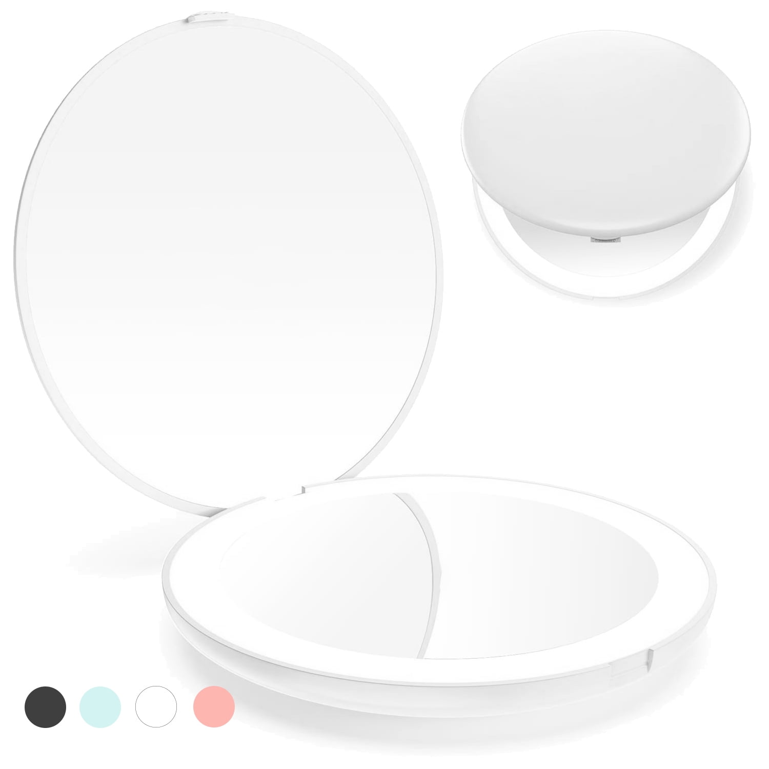 Travel Mirror with Light, 1X/10X Magnification Compact Mirror ...