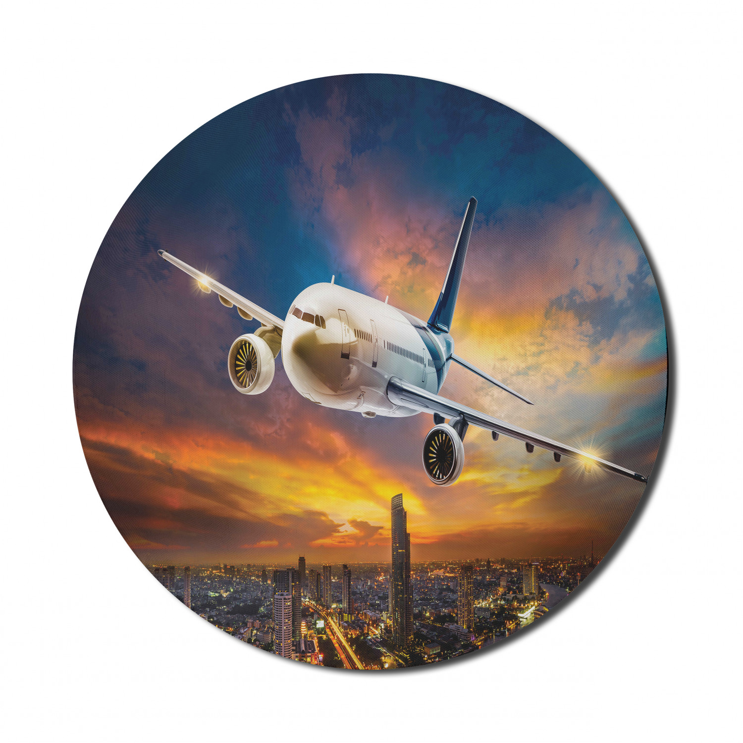 Travel Mouse Pad for Computers, Aerial View of Airport with Plane on ...