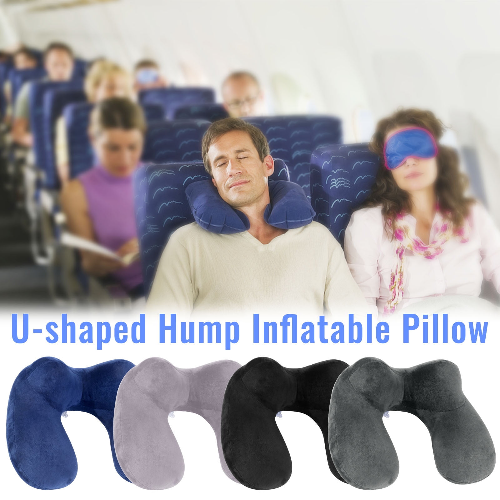 Travel Neck Pillows U-Shaped Airplane Pillow Inflatable PVC Cervical ...