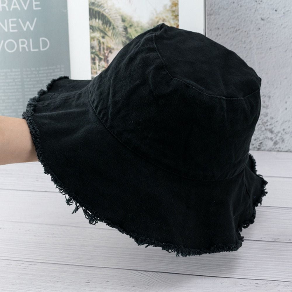 Travel Outdoor Oversized Sun Hats Frayed Cotton Big Heads Beach Hat ...