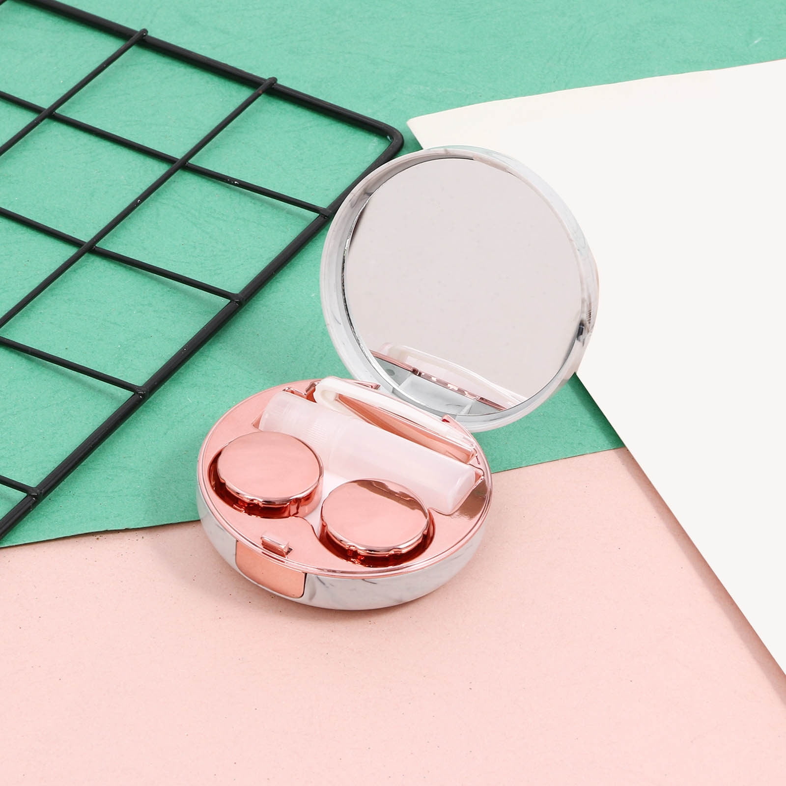 Travel Outdoor Portable Contact Lens Storage Box | Cute Round Mirror ...