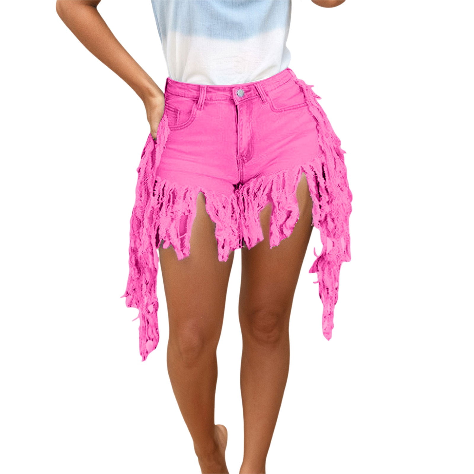 Travel Outfits Women Airport Women's Casual Shorts With Fringe Detail ...