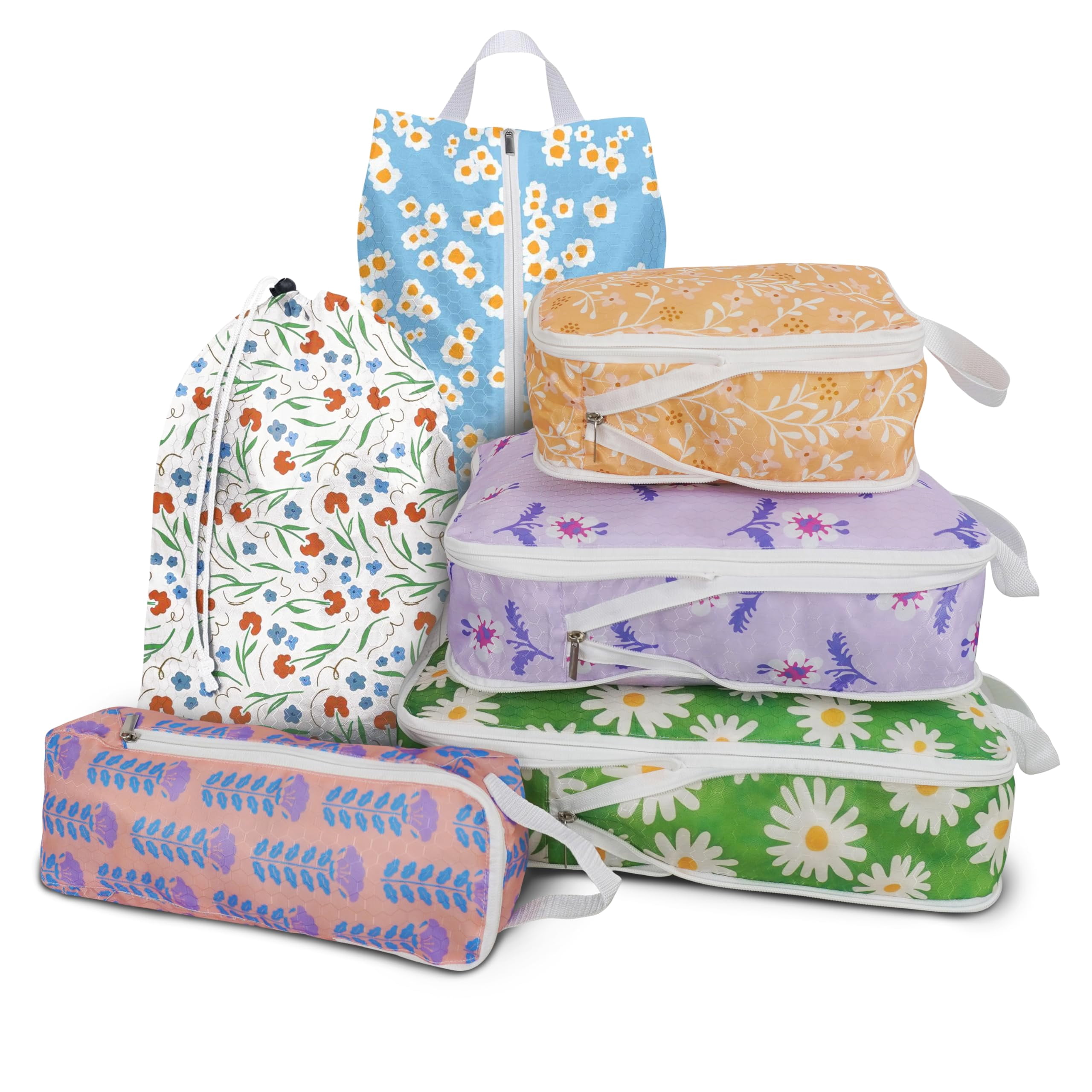 Travel Packing Cubes Set, Small Flowers Print, 6 Piece Waterproof ...