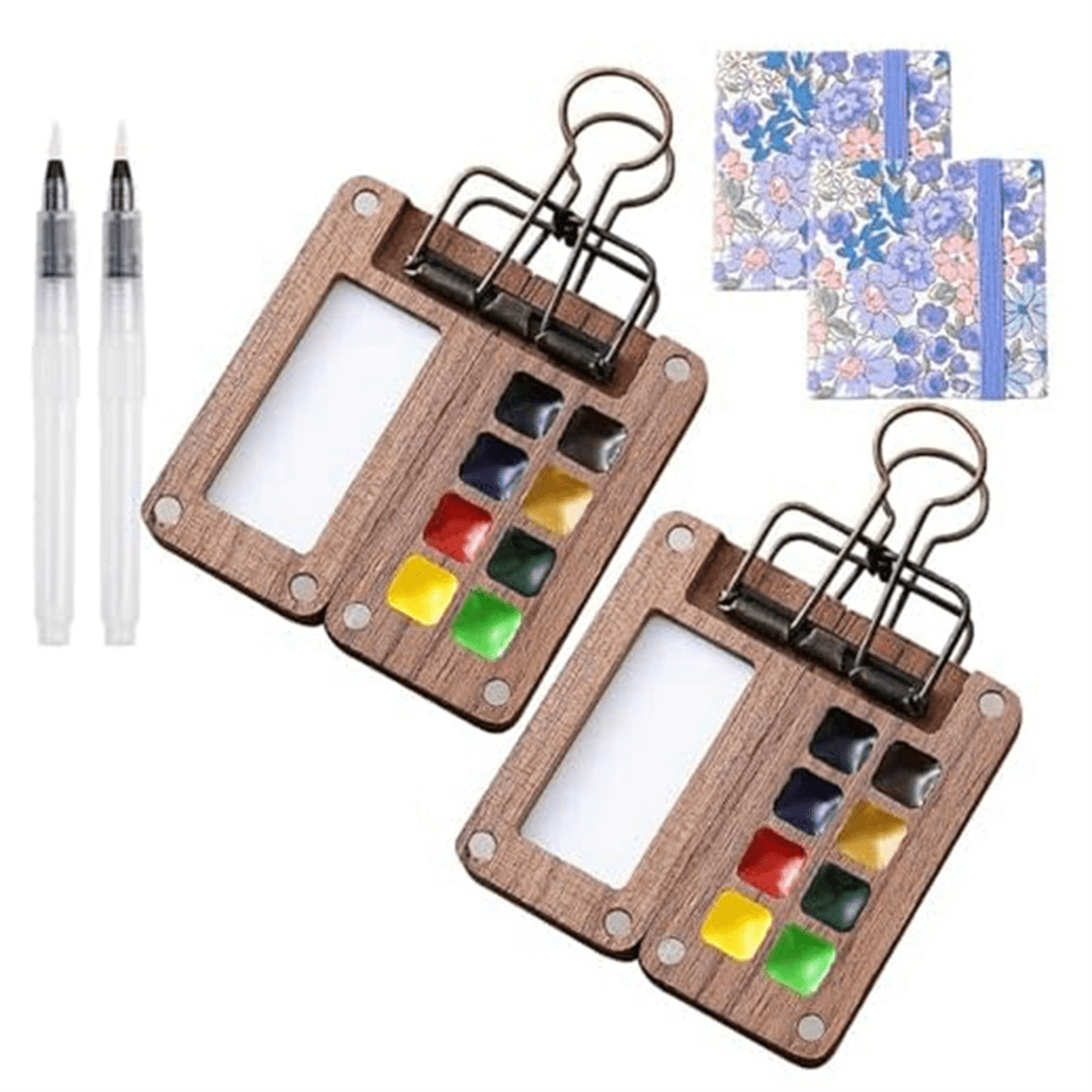 Travel Paint Palette, Watercolor Palette Set Wooden Grid Paint Box ...
