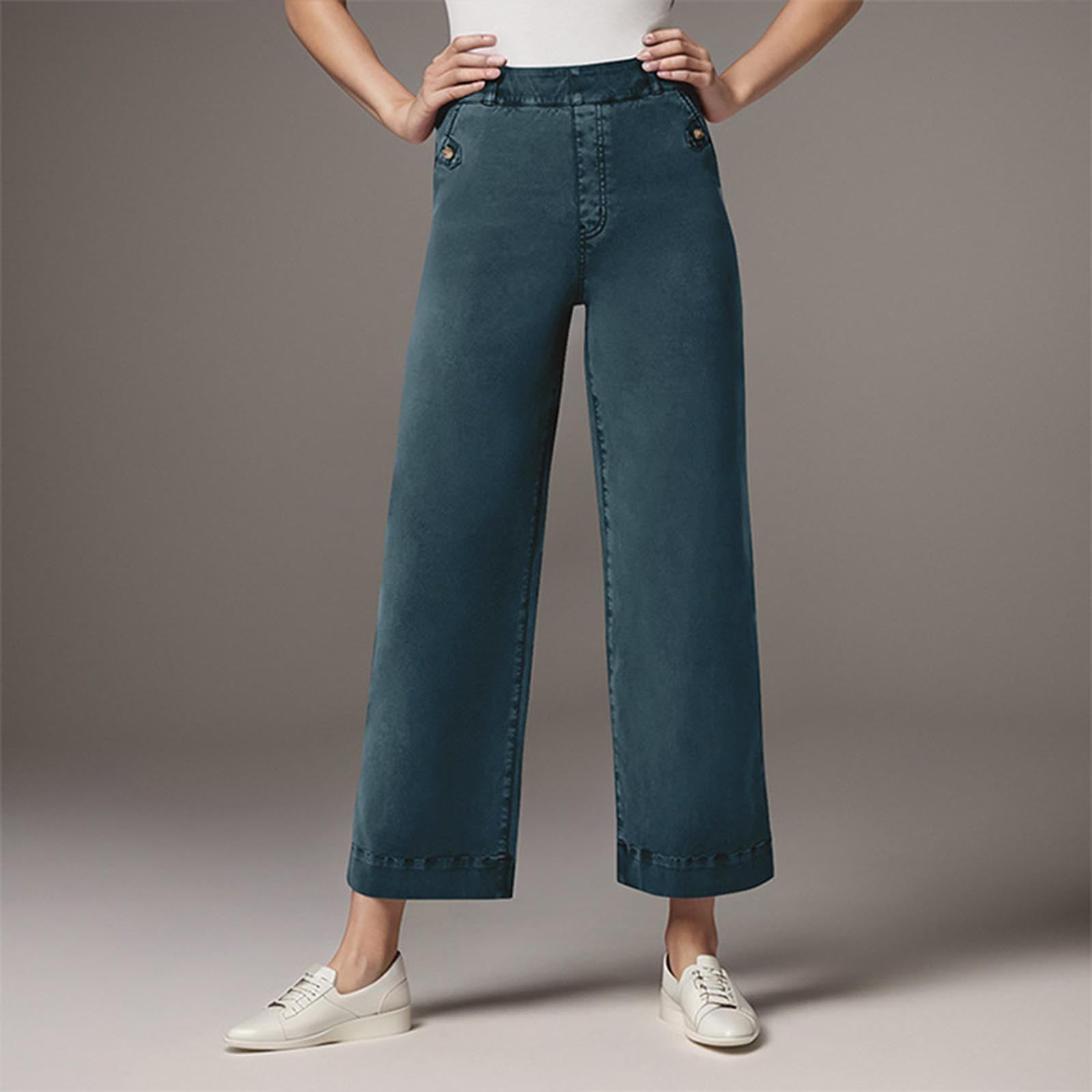 Travel Pants Women,Twill Cropped Wide Leg Pant Plus Size Wide Leg ...
