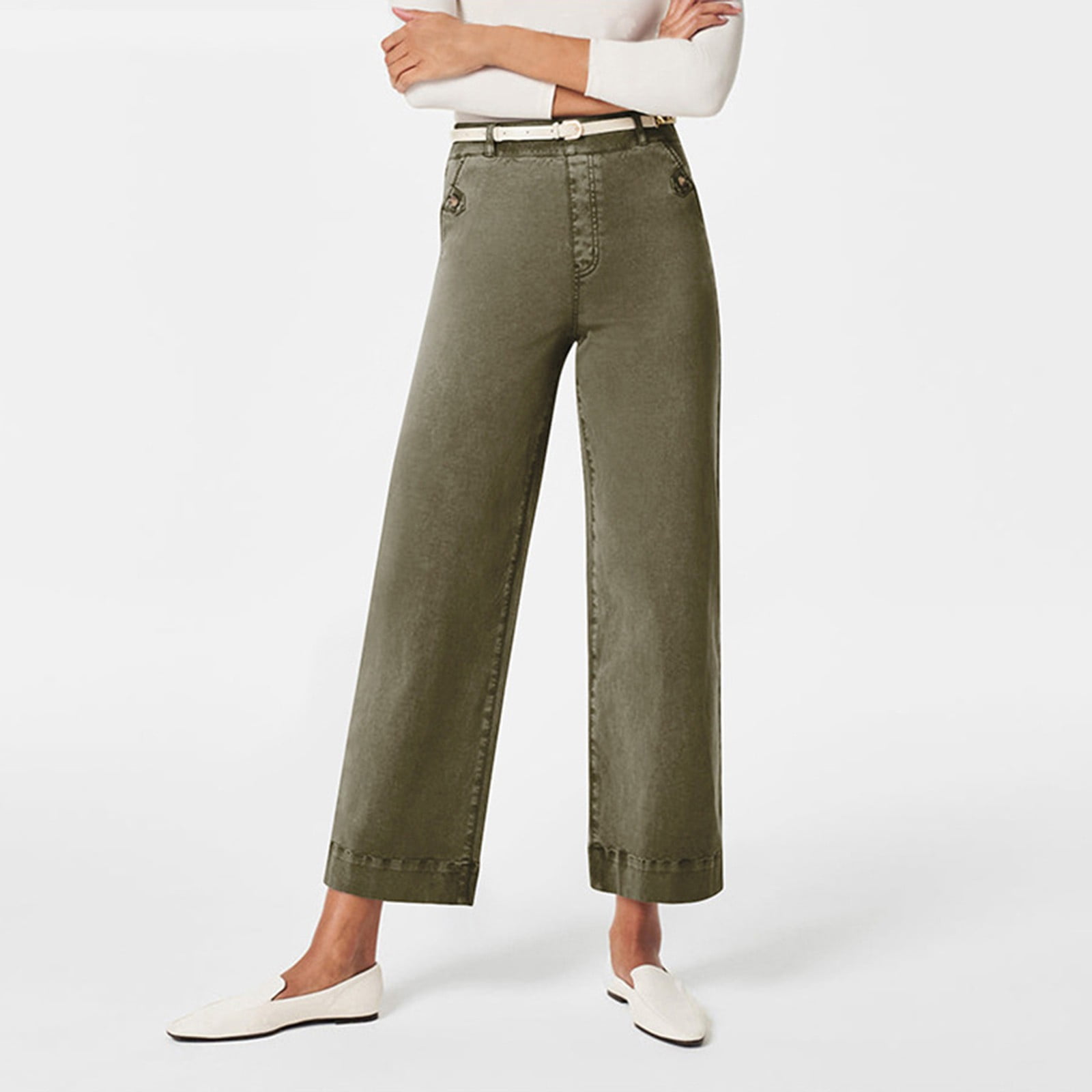 Travel Pants Women,Twill Cropped Wide Leg Pant Plus Size Wide Leg ...
