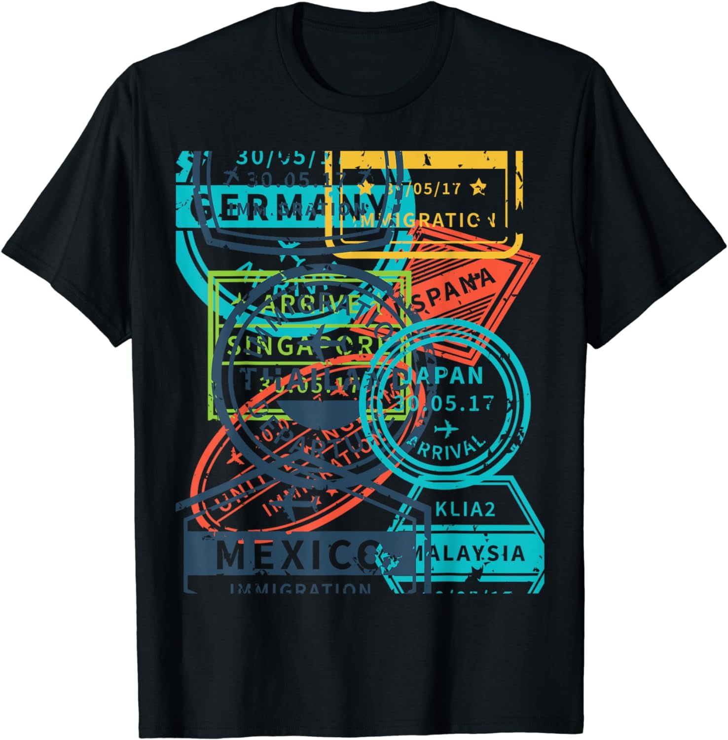 Travel Passport Stamp Pattern Novelty Cute Traveler Gifts T-Shirt ...
