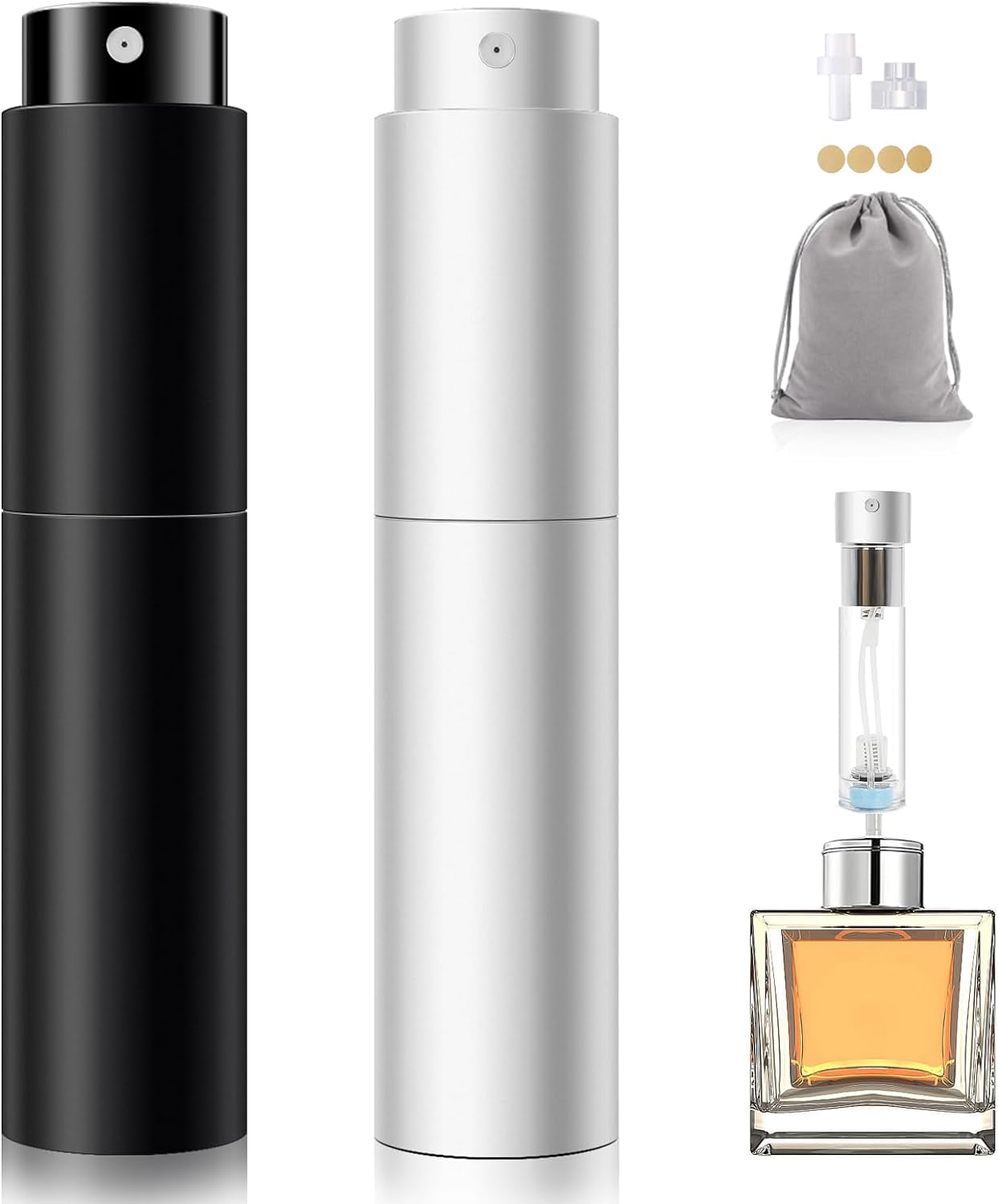 Travel Perfume Atomizer Refillable Spray Bottle 2 Pack | Portable Empty ...