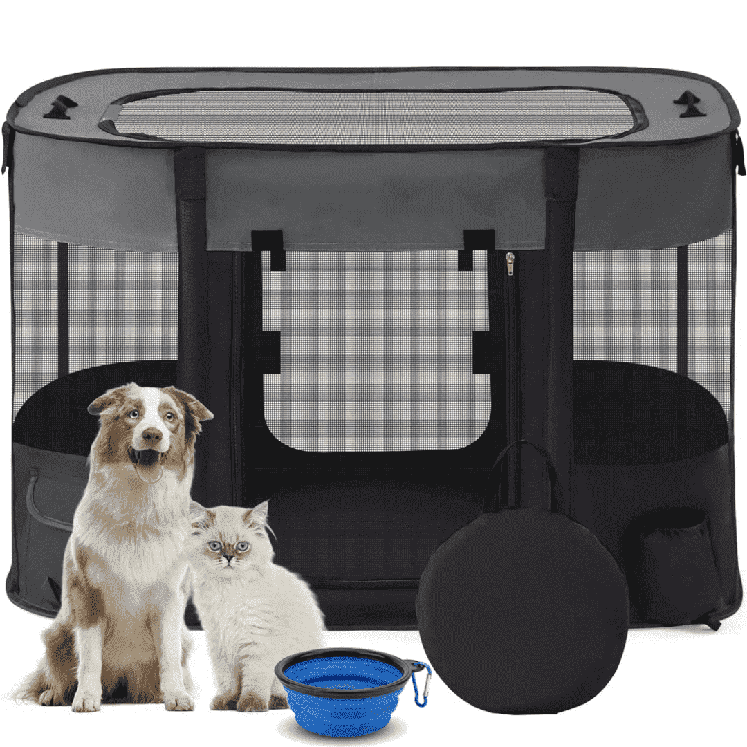 Eotvia Pet Playpen, Foldable Mesh Crate, Lightweight Puppy Kennel ...