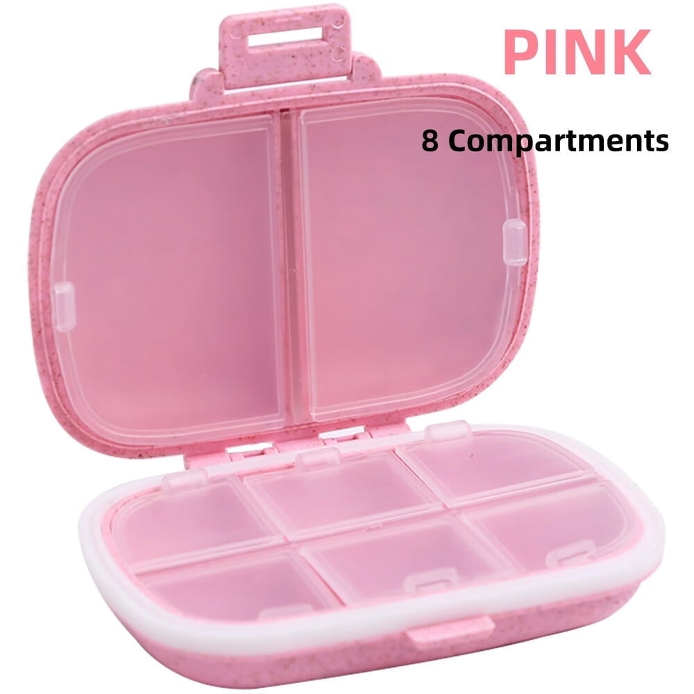 Travel Pill Organizer,1 Pack 8 Compartments Daily Pill Case Small Pill ...