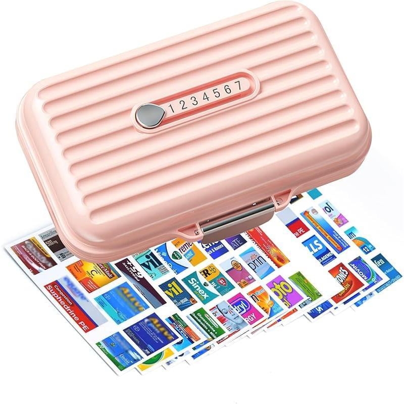 Travel Pill Organizer Box with Medicine Labels, 2Pack 7 Compartments ...