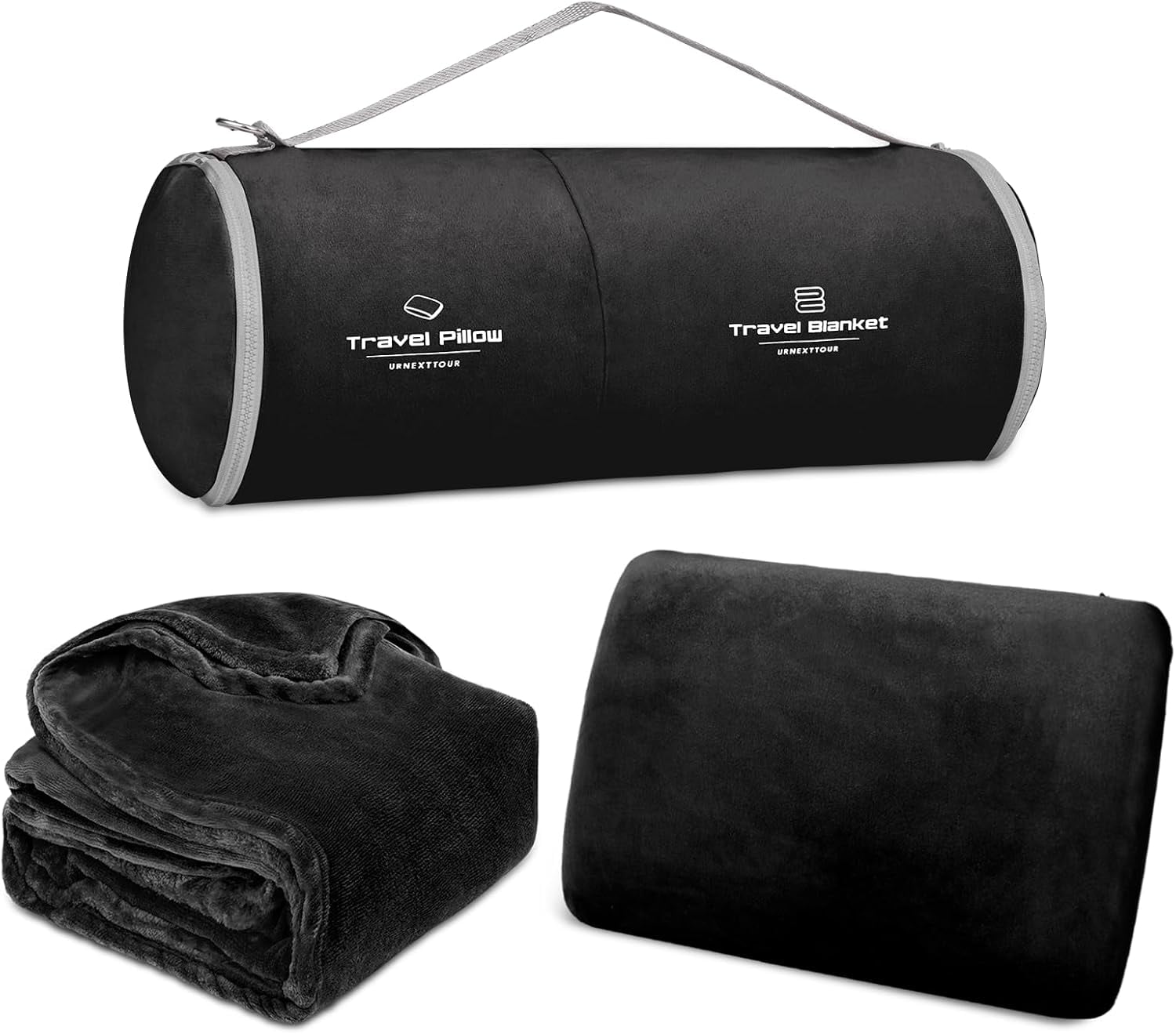 Travel Pillow and Blanket Set Premium Soft Airplane Blanket Mini Pillow ...