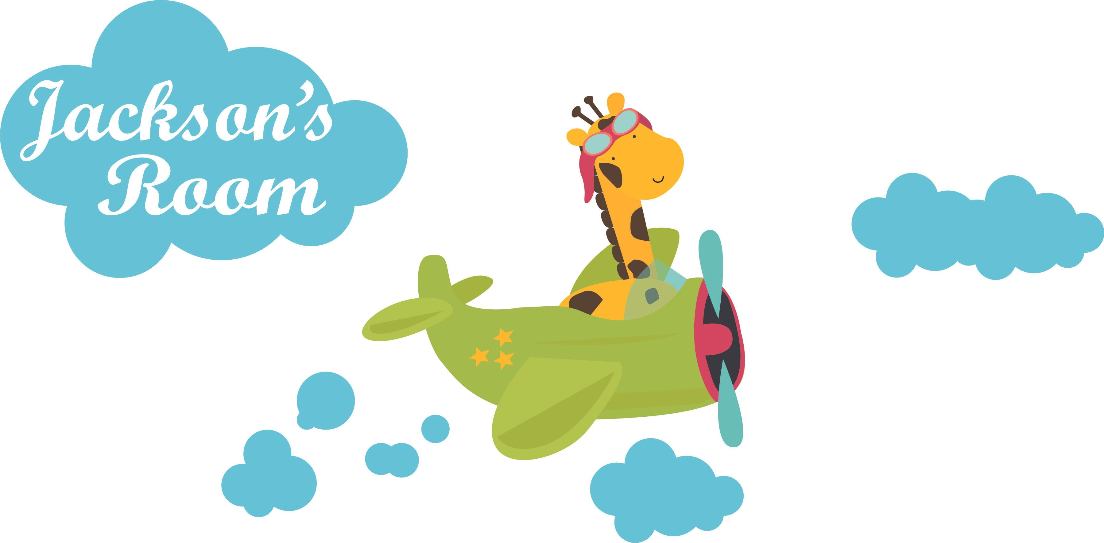 Travel Plane Adventure Giraffe Customized Wall Decal - Custom Vinyl ...