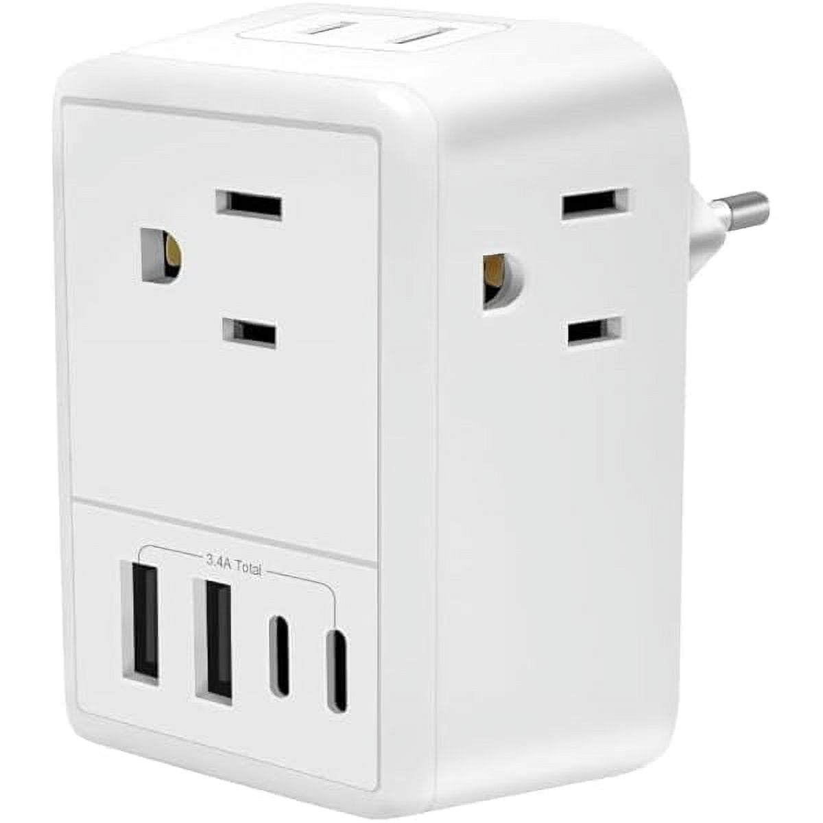 Travel Plug Adapter with 4 AC Outlets and 4 USB Ports - International ...