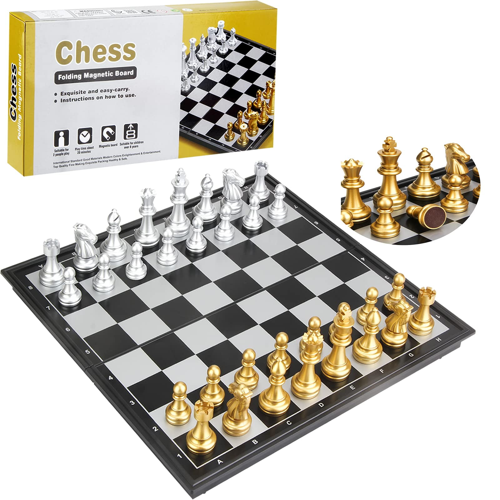 Travel Portable Chess Set 13" Folding Chess Board Game Family ...