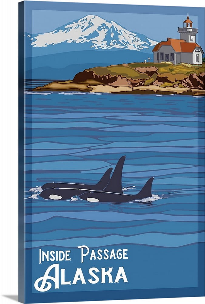 Travel Poster 16 X 24 Inches Alaska Orca Whales Inside Pasage Ovean ...