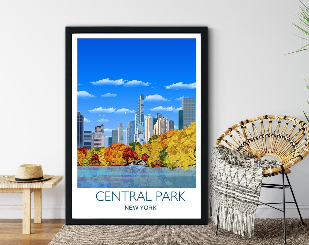 Travel Poster Of Central Park New York , Travel Print Of Central Park ...