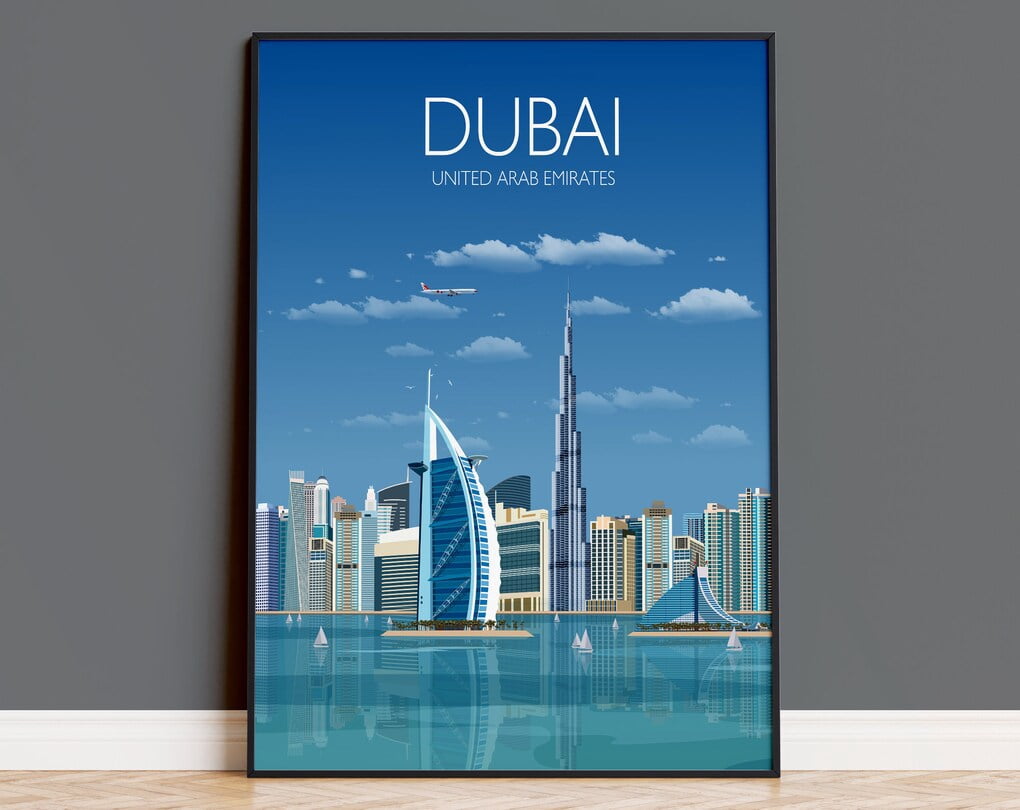 Travel Poster Of Dubai, Travel Print Of Dubai, City Of Dubai, United ...
