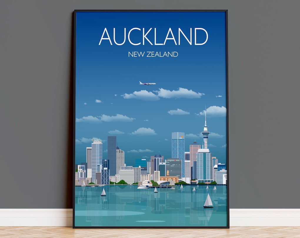 Travel Poster Of Auckland, Travel Print Of Auckland, New Zealand ...