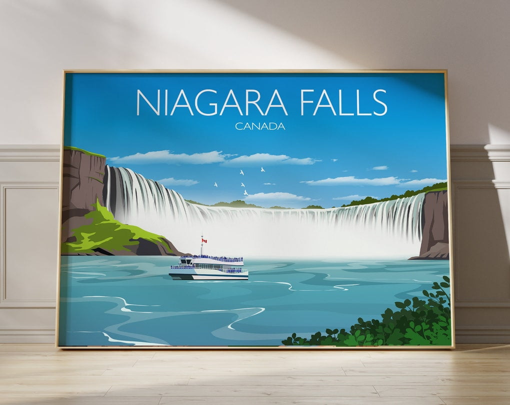 Travel Poster Of Niagara Falls, Travel Print Of Niagara Falls, Ontario ...