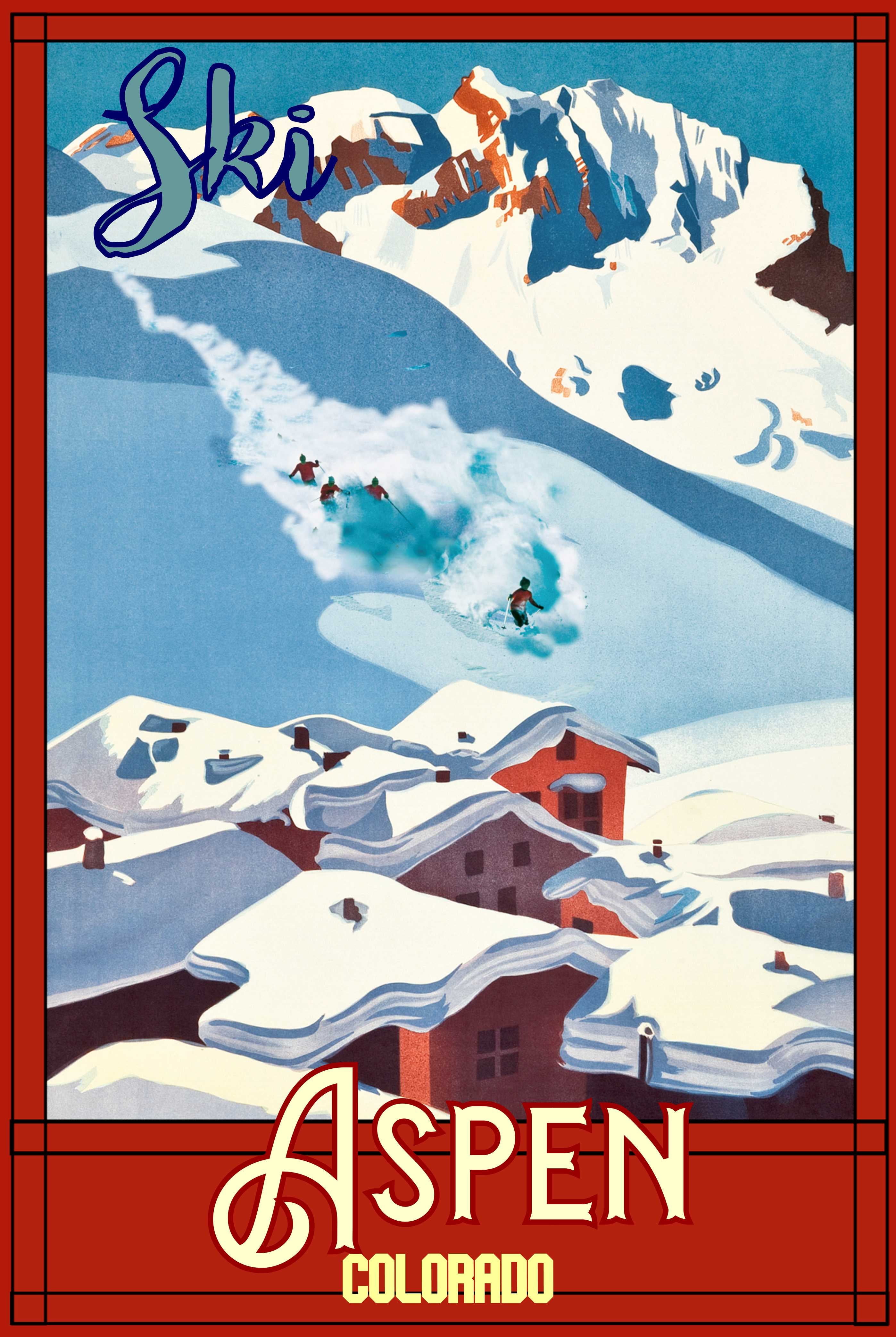 Travel Poster Ski Aspen Colorado Park 20 x 30 Inches Travel Poster ...