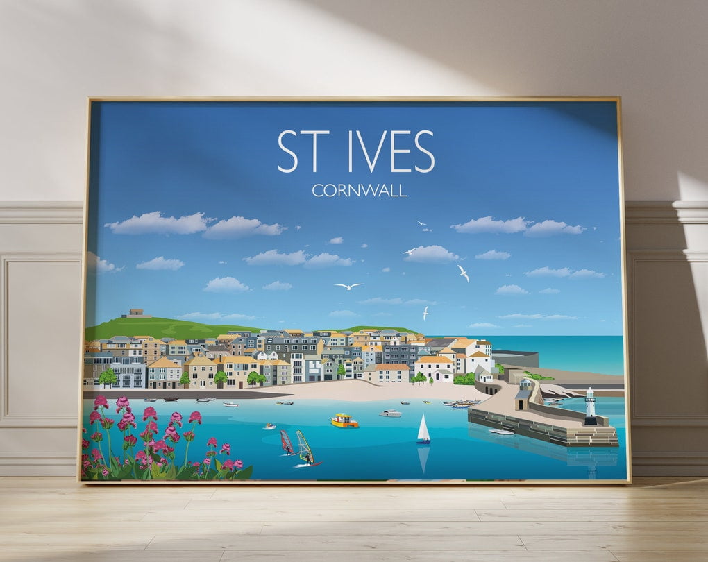 Travel Poster Of St Ives, Travel Print Of St Ives, Cornwall, Uk, Travel ...