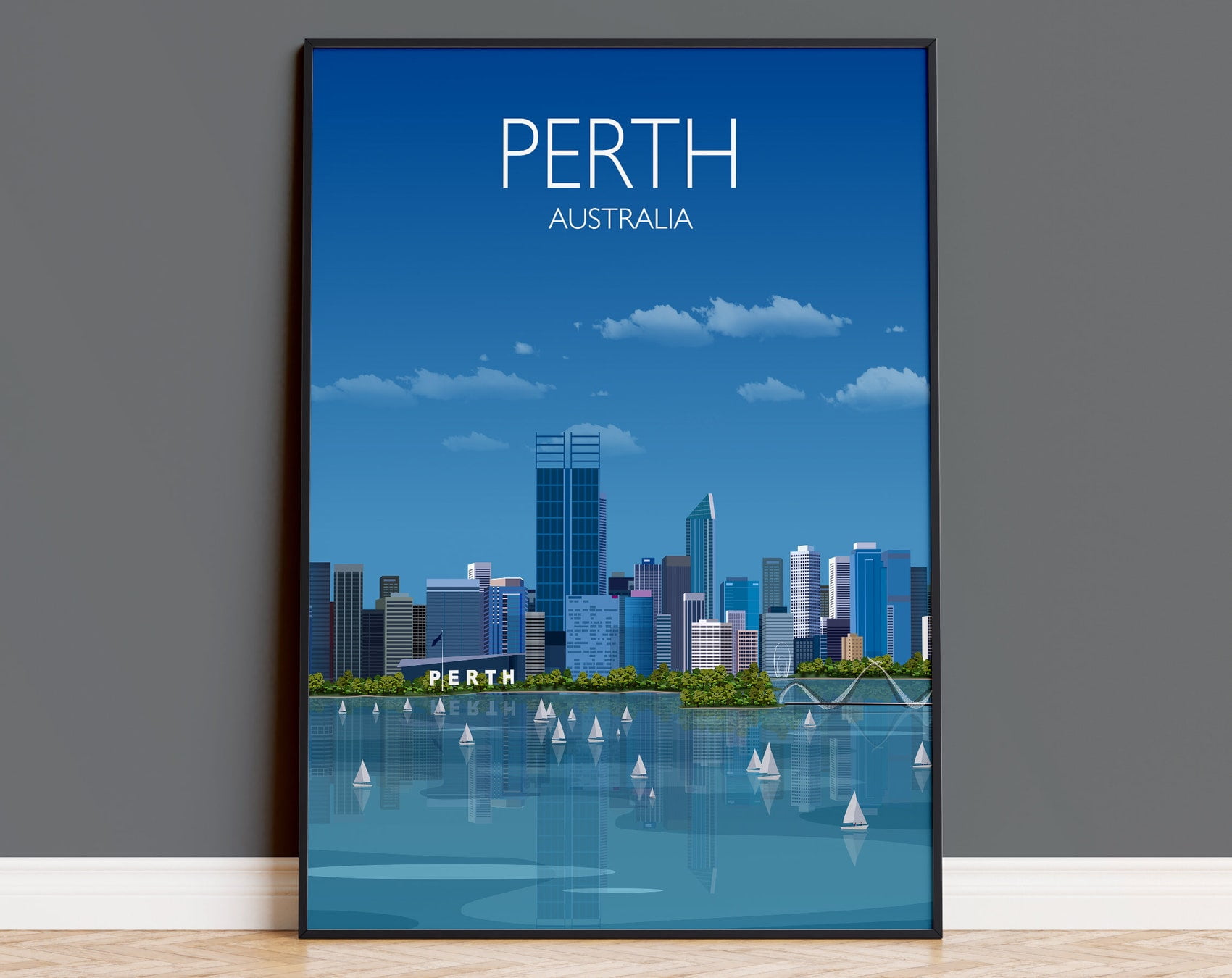 Travel Poster of Perth , Travel Print of Perth, City of Perth ...