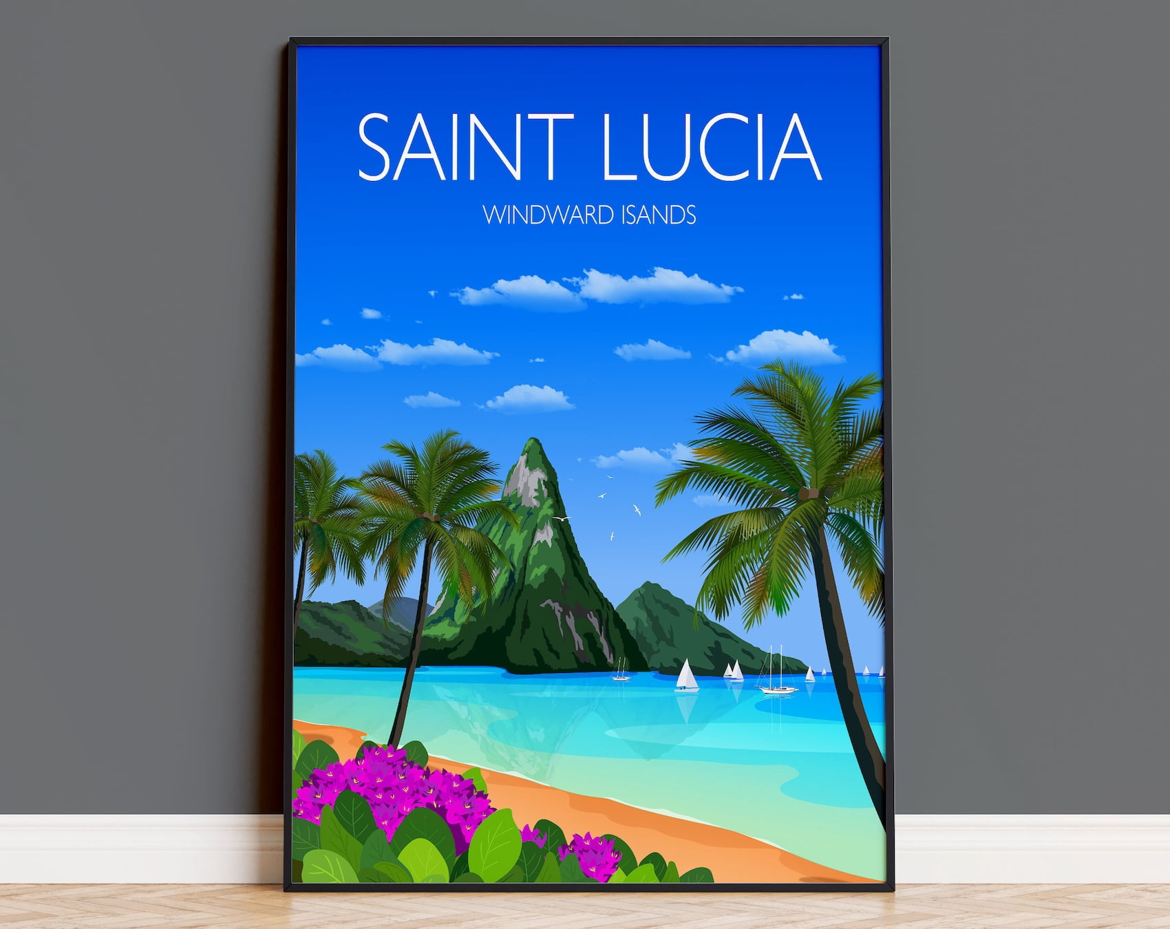 Travel Poster of Saint Lucia, Travel Print of Saint Lucia, Windward ...