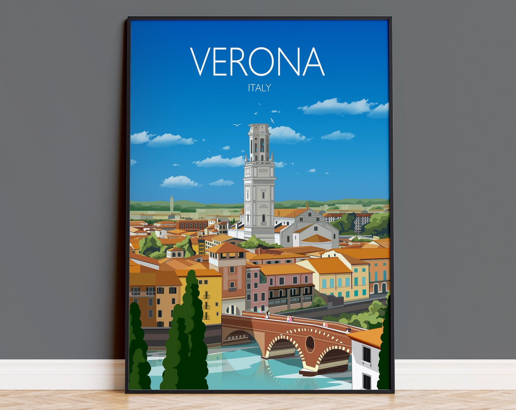 Travel Poster of Verona, Travel Print of Verona, Verona Poster, Verona ...