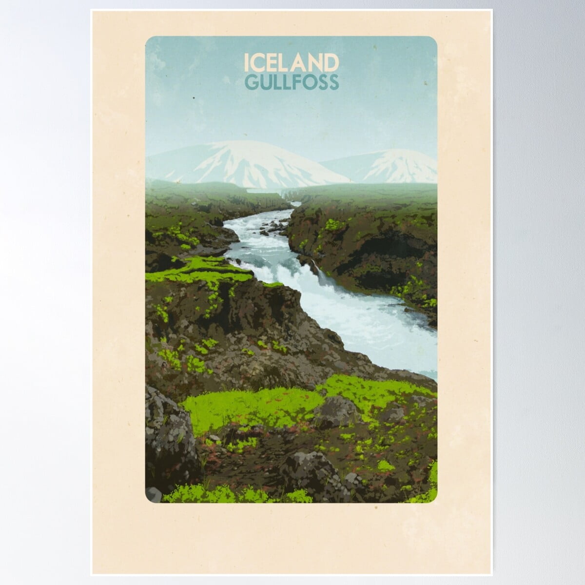 Travel Posters - Gulfoss Iceland Poster Wall Art, Modern Wall Decor For ...