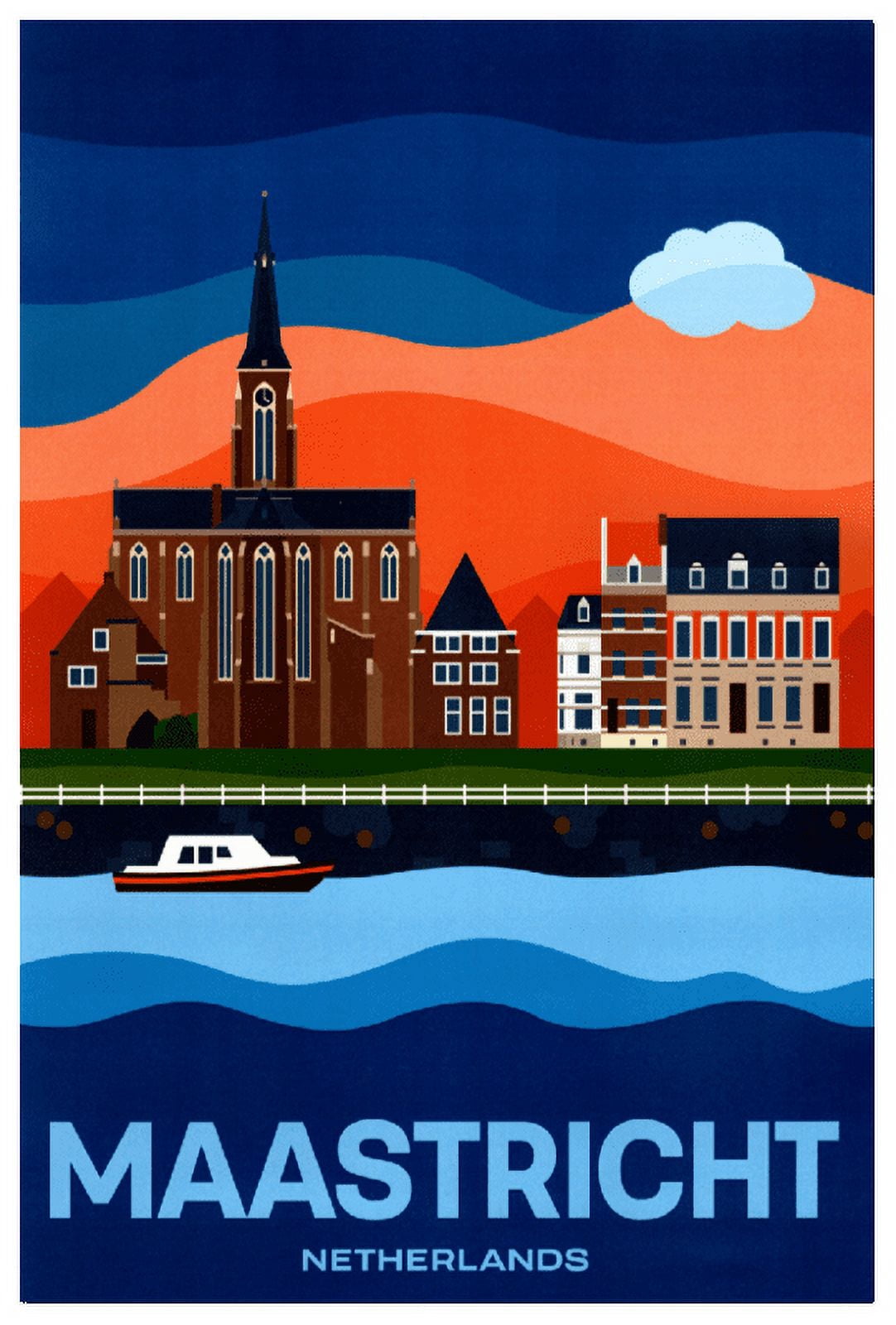 Travel Posters Maastricht - Netherlands Vintage Travel Poster ...