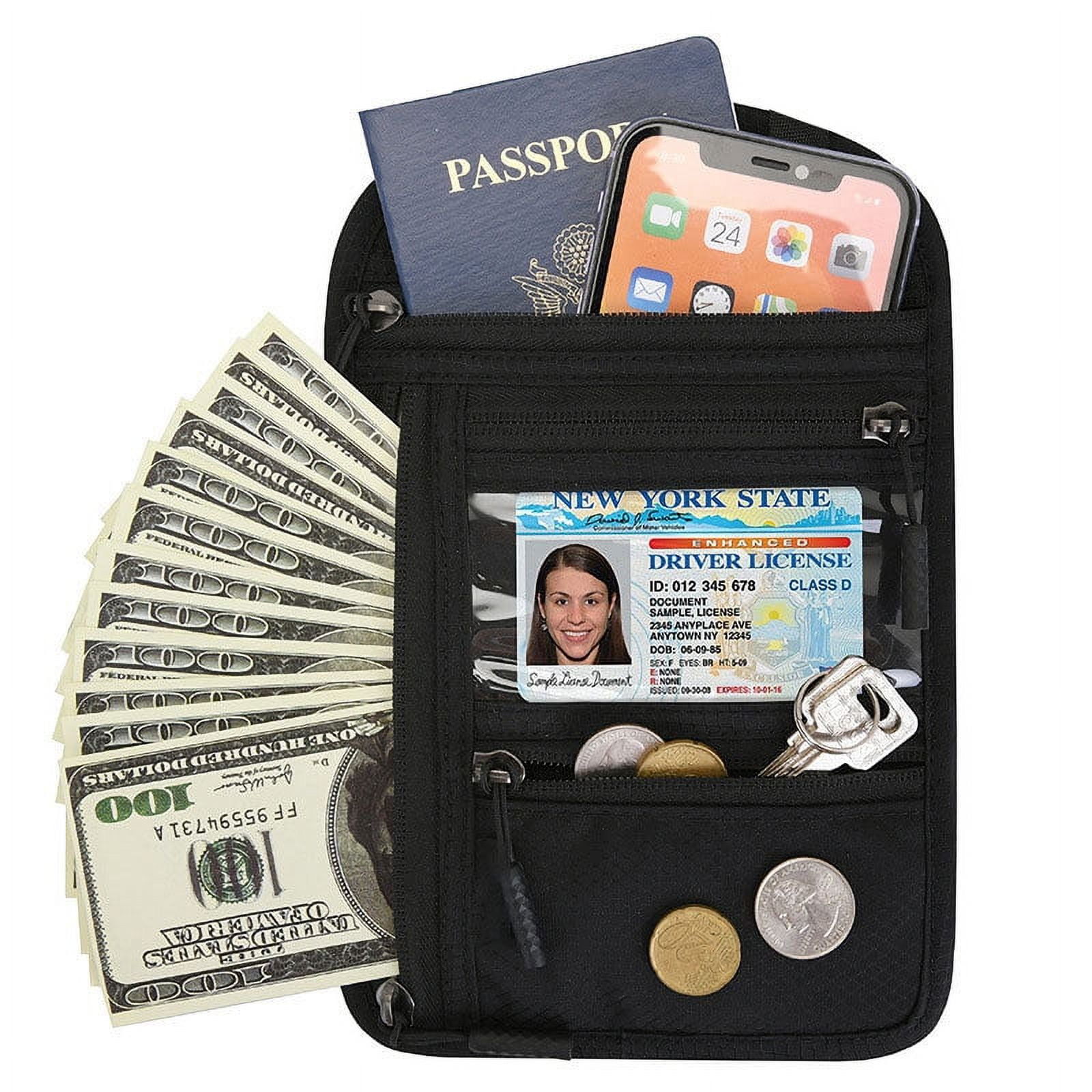 Travel Pouch Neck Wallet with RFID Blocking Passport Holder Neck Pouch ...