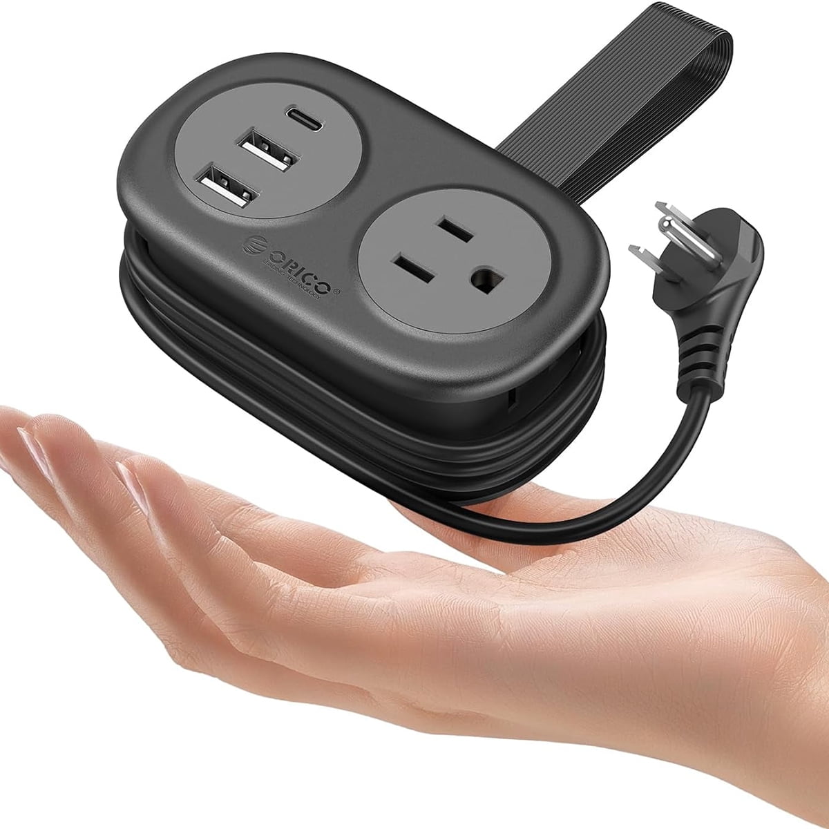 Travel Power Strip, 3.7FT Small Extension Cord, Portable Power Strip Flat Plug with 2 AC Outlets ...