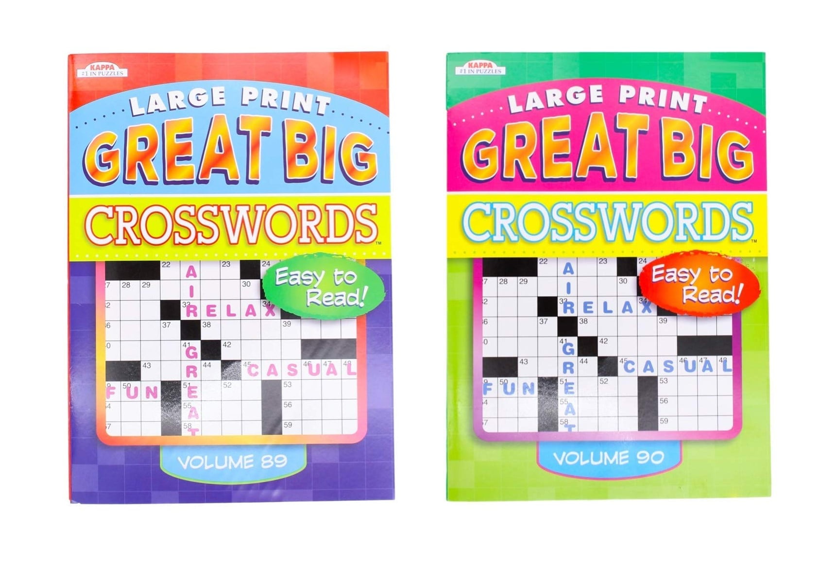 Travel Puzzle Books (2 Pack) Large Print Great Big Crosswords Vol. 89 ...