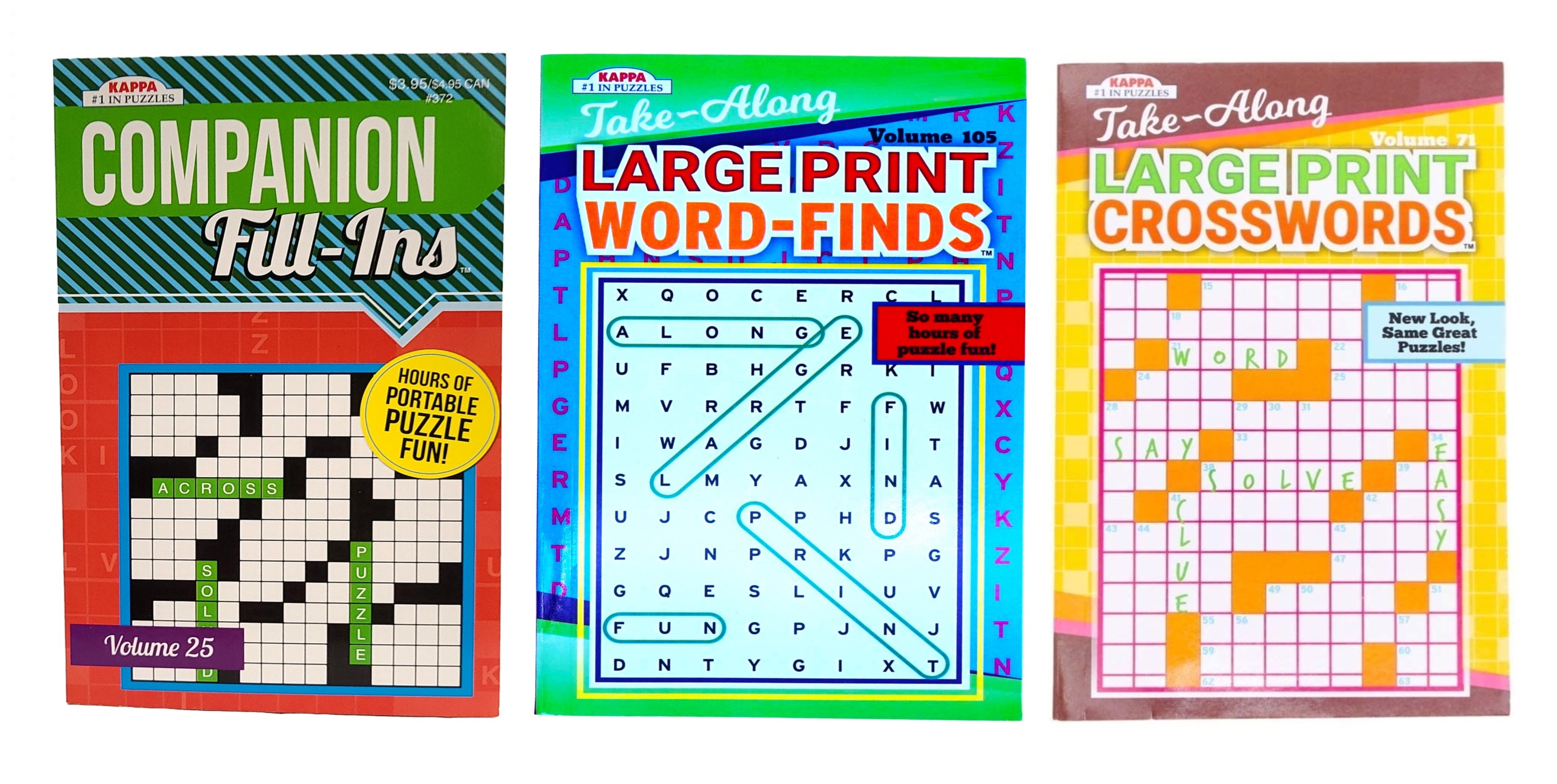 Travel Puzzle Books 3 Pack Companion Fill-Ins Take Along Large Print ...