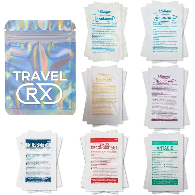 Travel RX - Travel Medicine Pack Medication Variety for Travel with Bag ...
